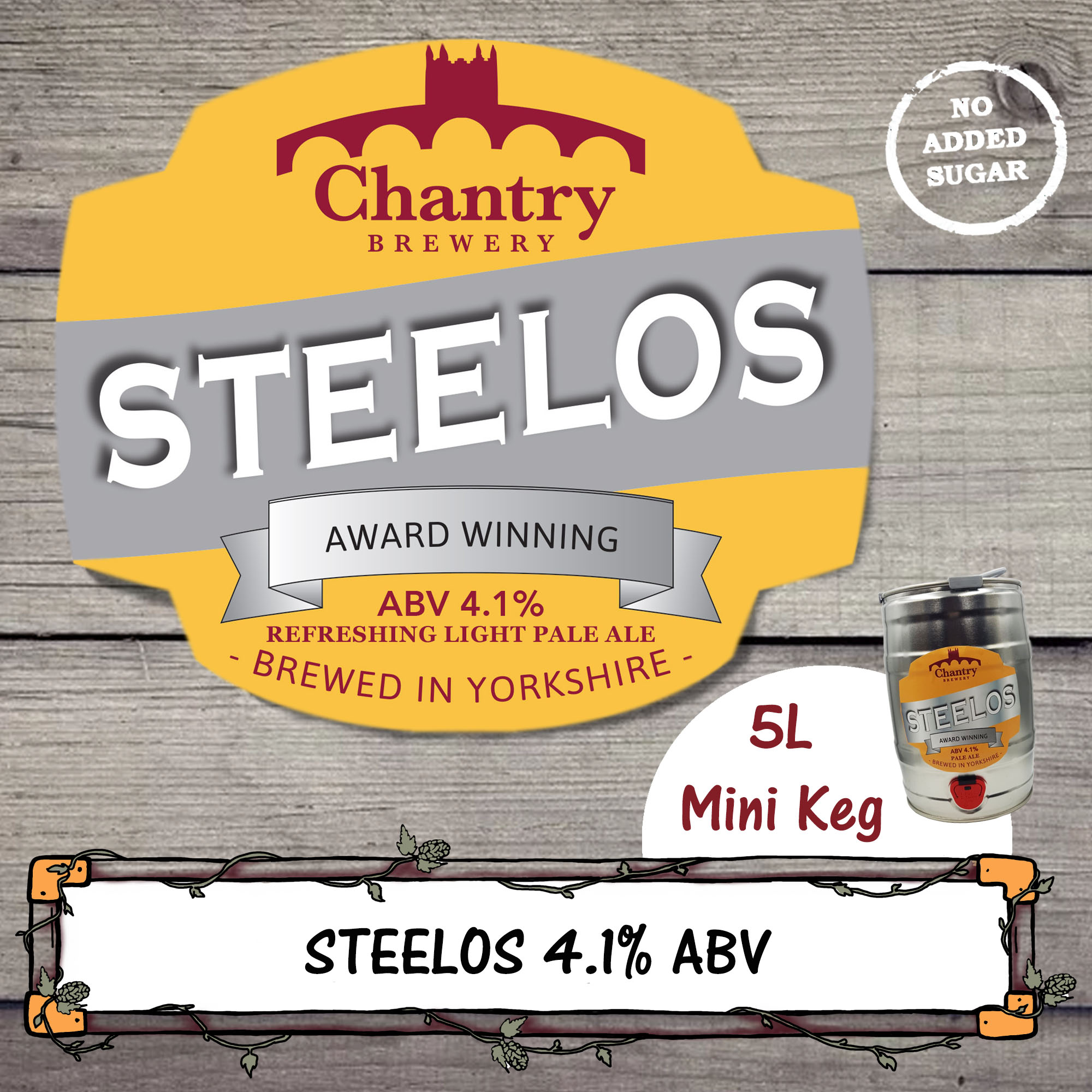 Steelos 4.1% – 5L Mini Keg – Chantry Brewery