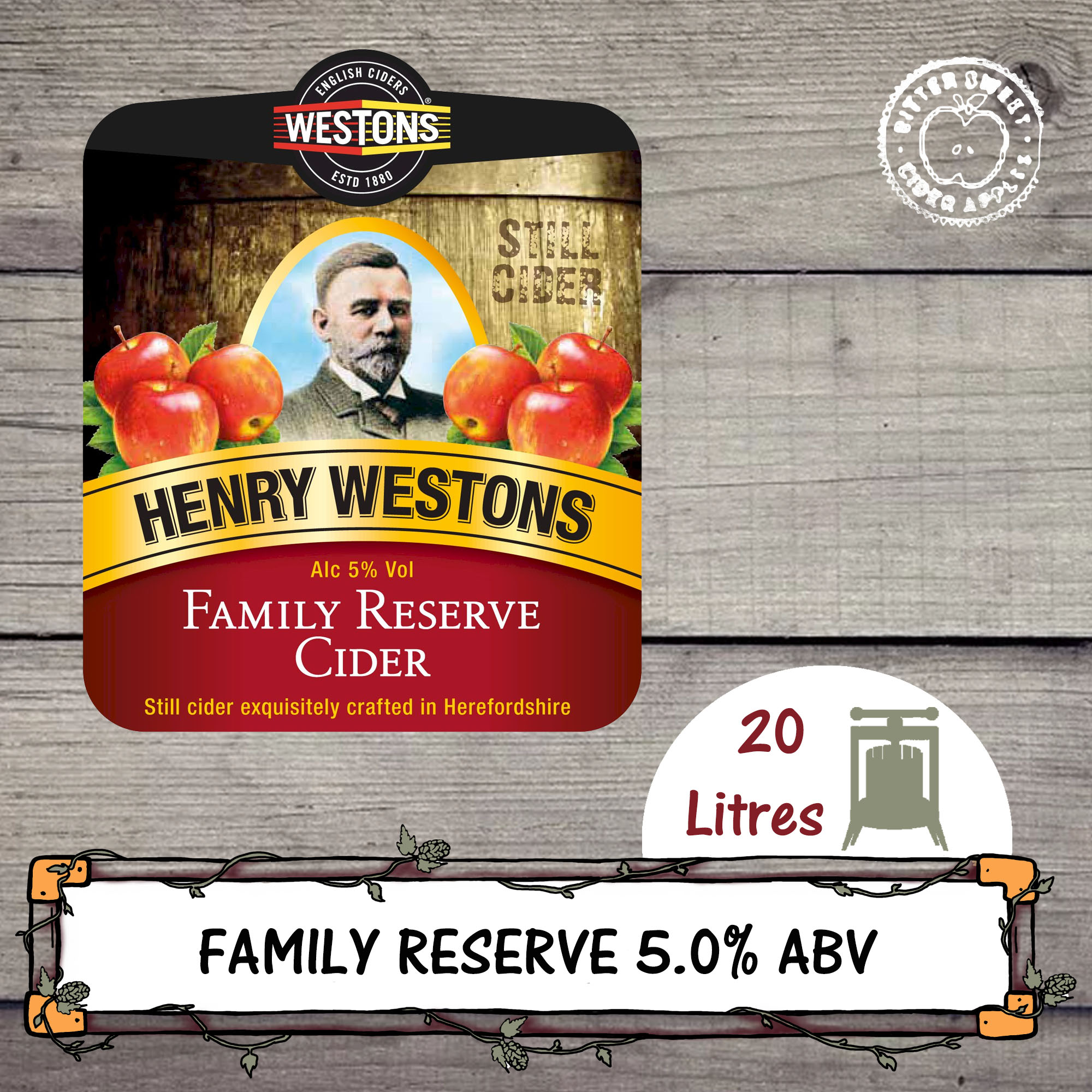 Family Reserve 5.0% – 20L Henry Weston Cider – Chantry Brewery
