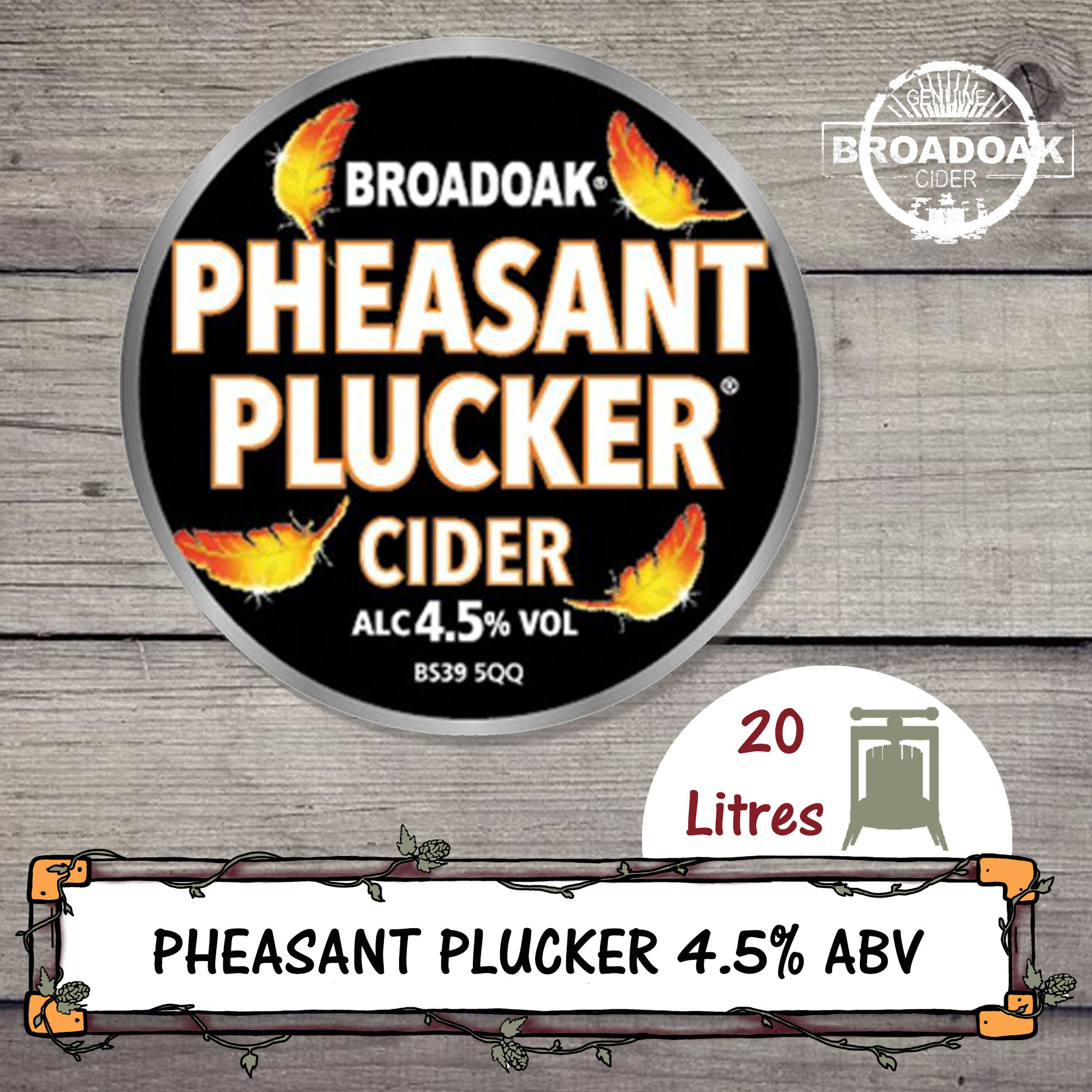 Pheasant Plucker 4.5% – 20L Broadoak Cider – Chantry Brewery