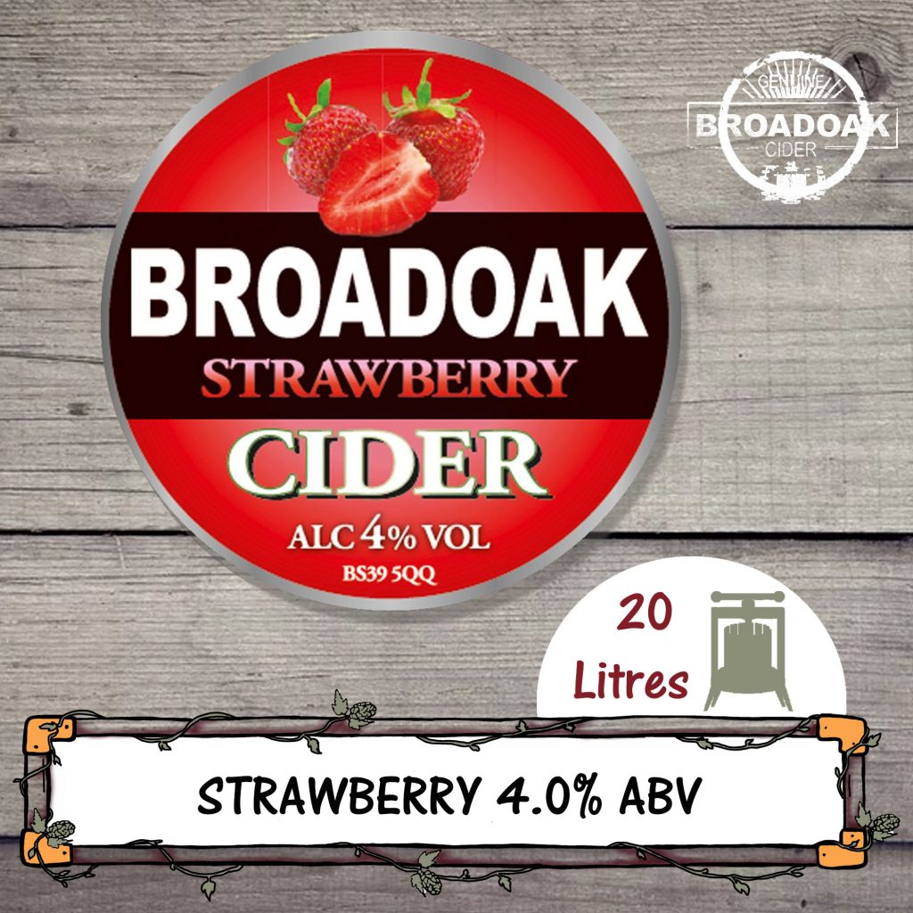Strawberry 4.0% – 20L Broadoak Cider – Chantry Brewery