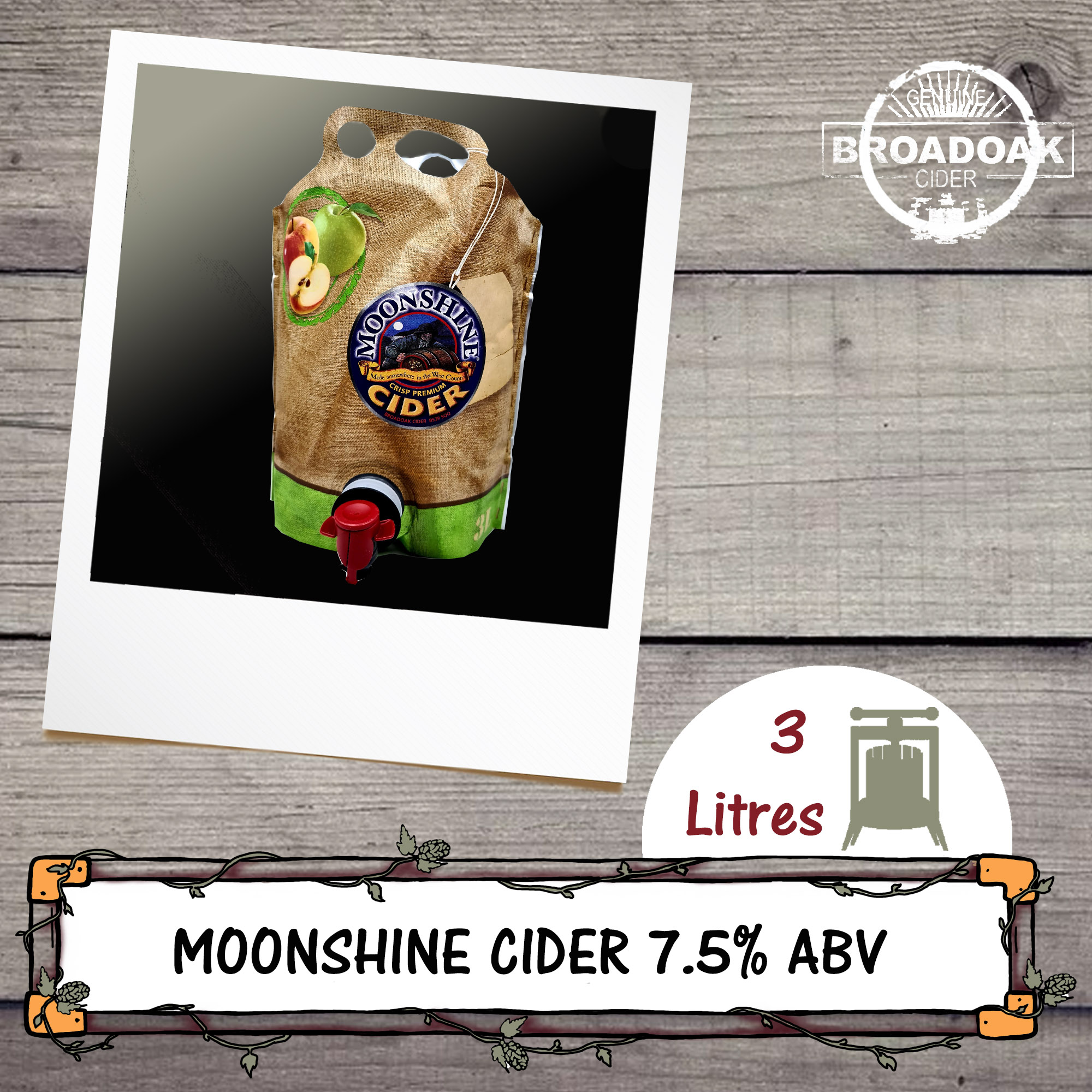 Moonshine 7.5% – 3L Broadoak Cider – Chantry Brewery