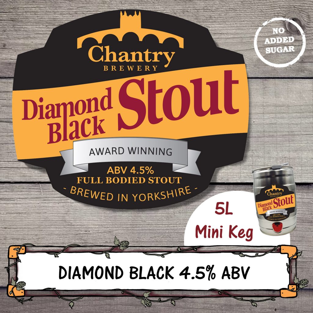 Diamond Black Stout 4.5% – 5L Mini Keg – Chantry Brewery